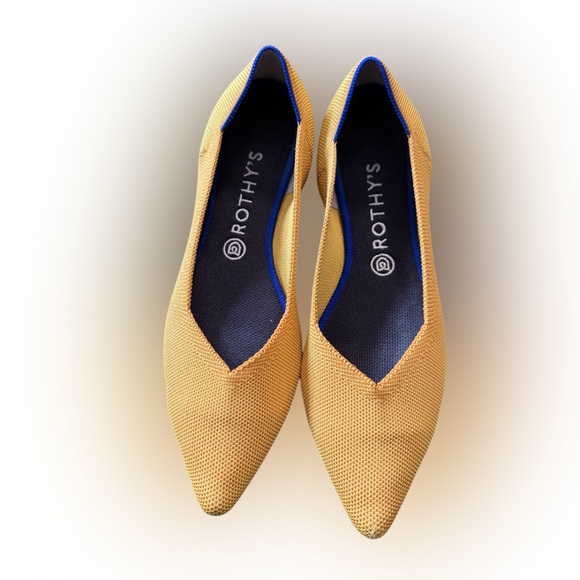 Rothy's | Shoes | Rothys The Point Flat Mustard Gold Knit Pointed Toe ...